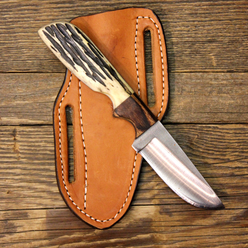 3 3/4" Blade Belt Knife with Walnut Wood and Bone Handle – Custom ...