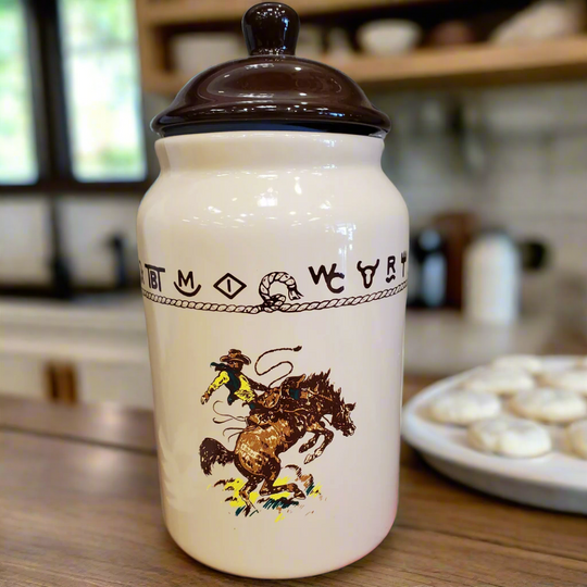 Ceramic Cookie Jar with Bronc – Custom Cowboy Shop