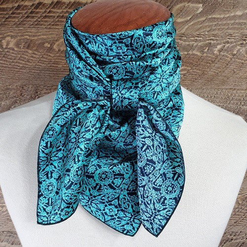 Teal Matrix Print Silk Scarf – Custom Cowboy Shop