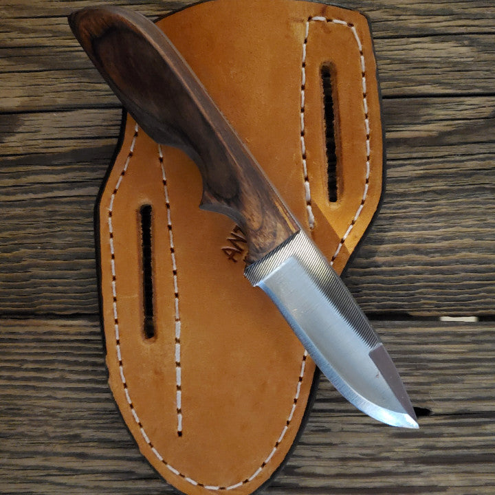 3" Blade Belt Knife with Walnut Wood Handle – Custom Cowboy Shop