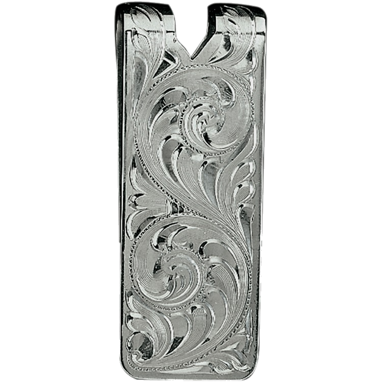 Hand Engraved Sterling Silver Money Clip – Custom Cowboy Shop