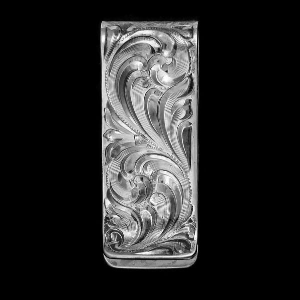 Hand Engraved Sterling Silver Money Clip – Custom Cowboy Shop