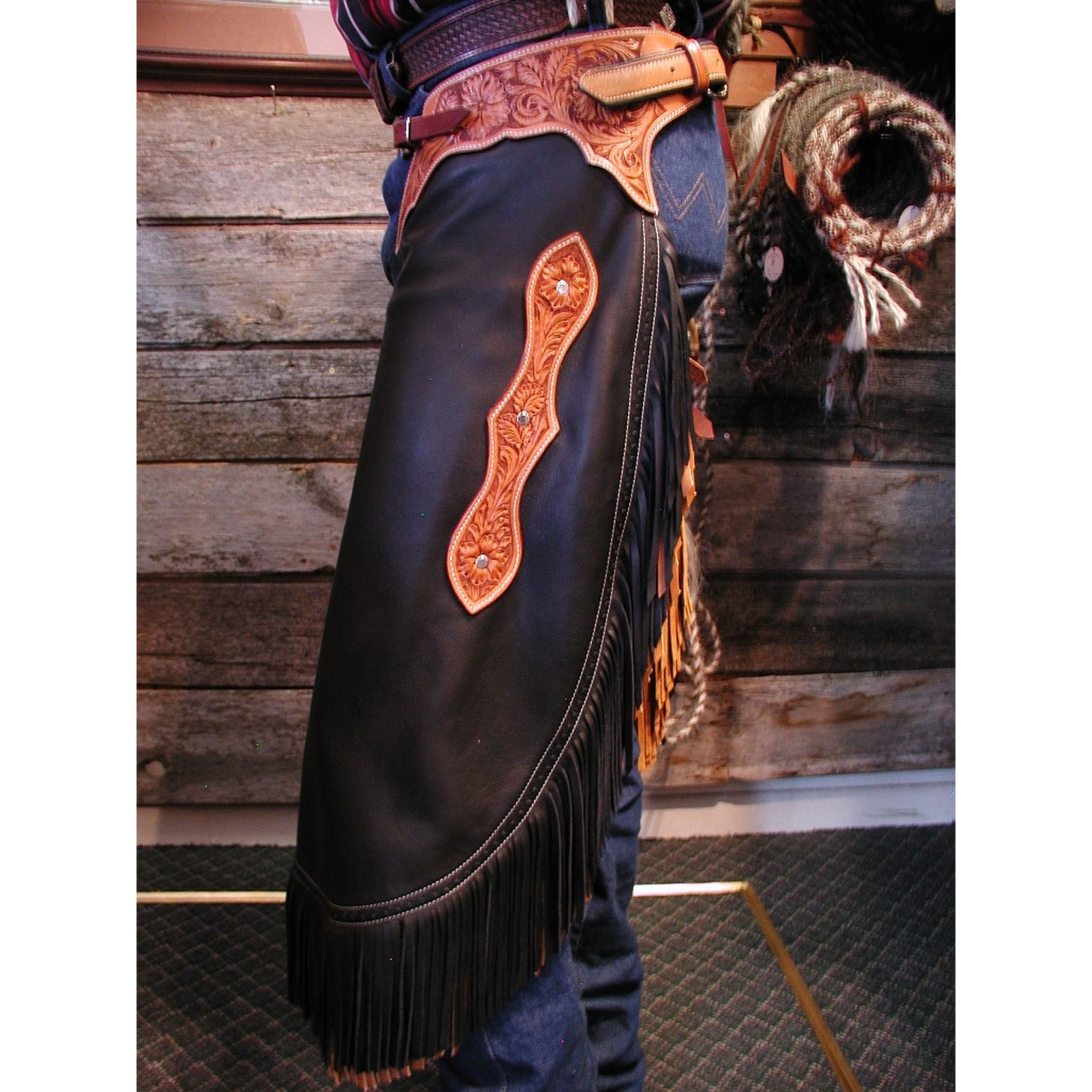 Flower Trim Chinks with Double Fringe – Custom Cowboy Shop