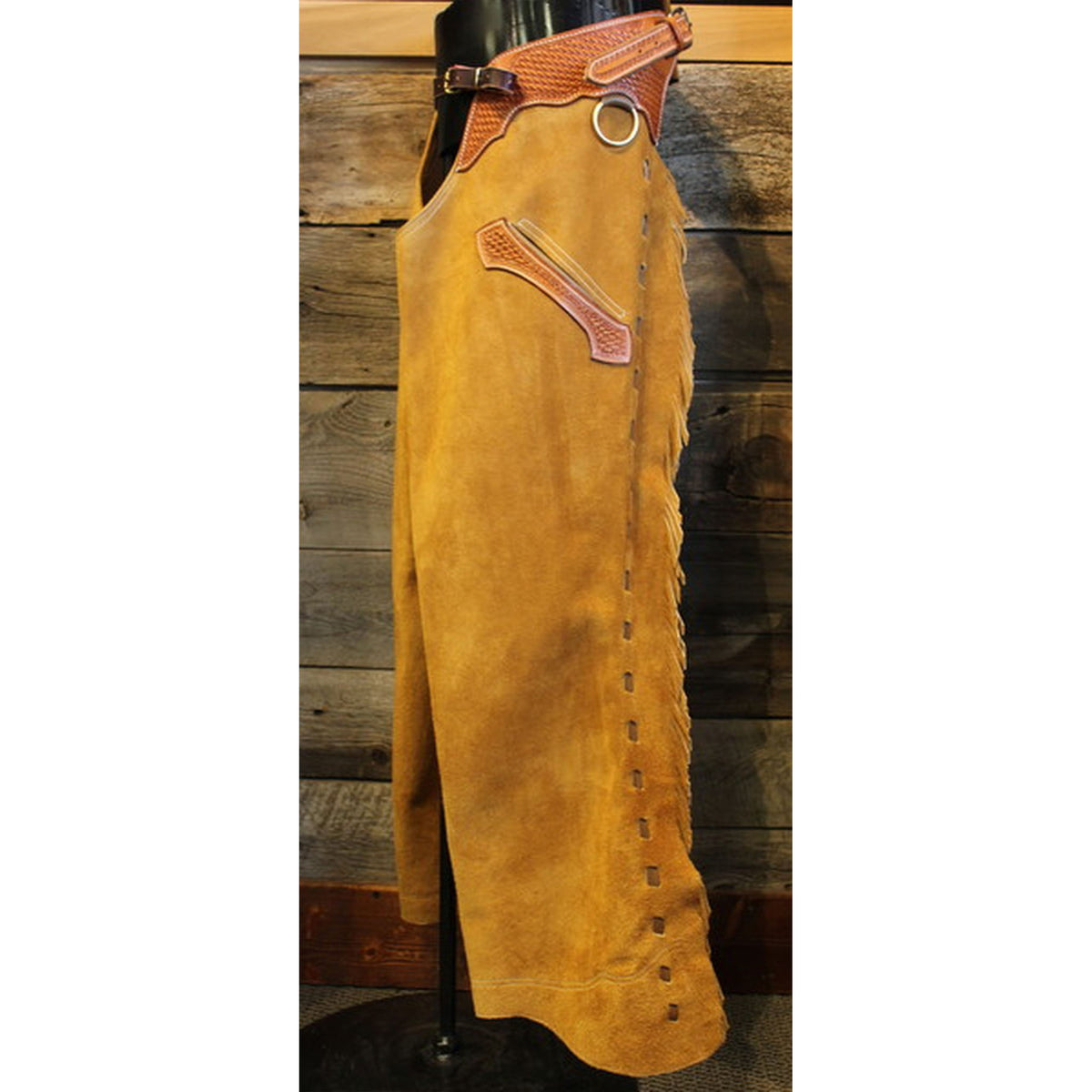 Basket Trim Roughout Shotgun Chaps – Custom Cowboy Shop